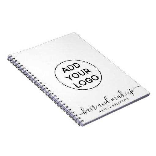 Minimalist simple black white logo hair makeup notebook | Zazzle