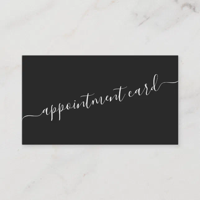 Minimalist Simple Black White Script Appointment Business Card | Zazzle