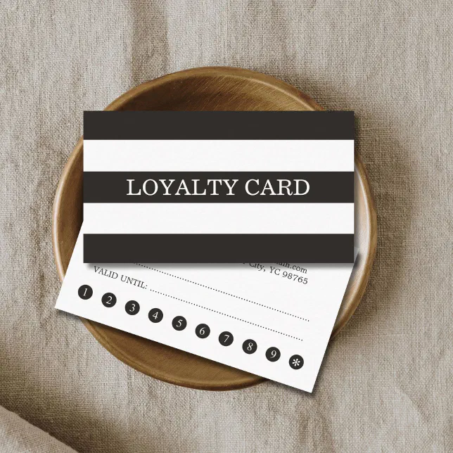 Minimalist Simple Black White Stripes Loyalty Card | Zazzle