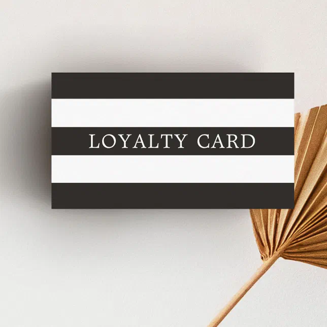 Minimalist Simple Black White Stripes Loyalty Card | Zazzle
