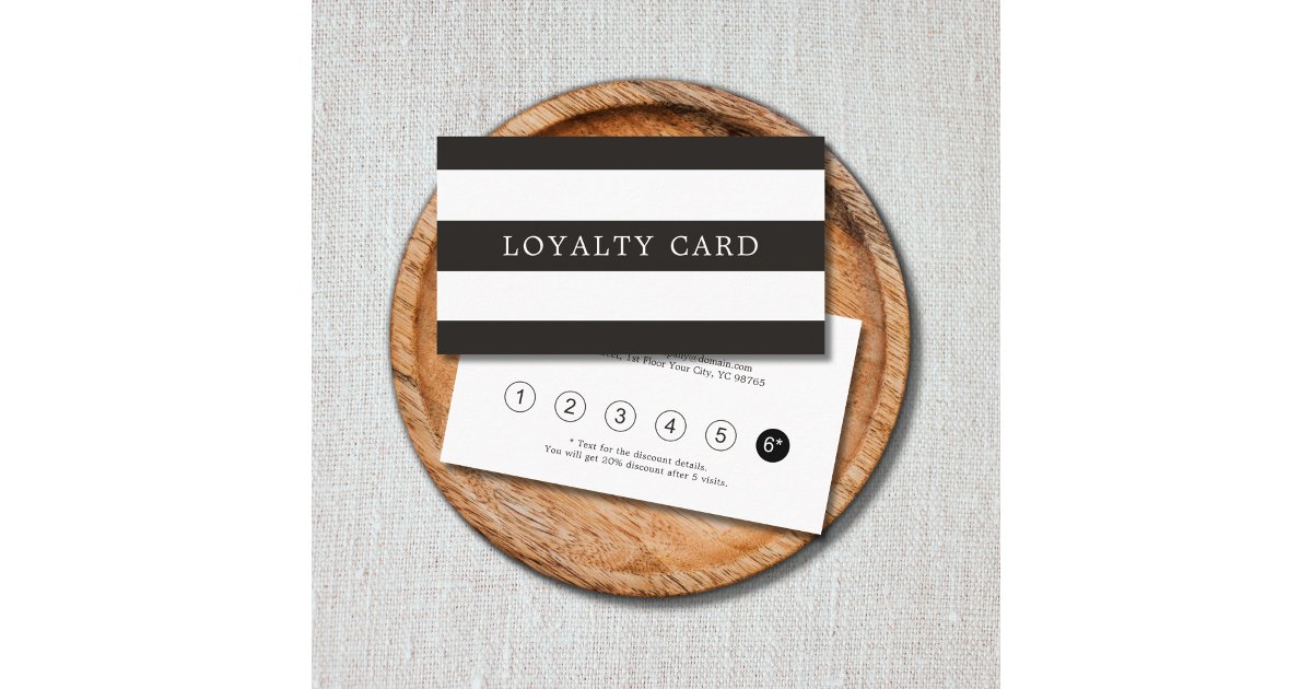 Minimalist Simple Black White Stripes Loyalty Card | Zazzle