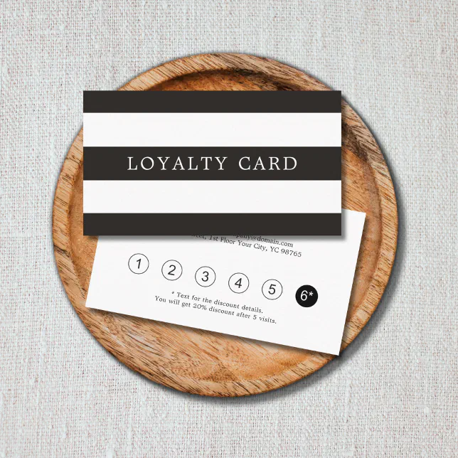 Minimalist Simple Black White Stripes Loyalty Card | Zazzle