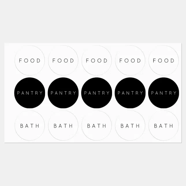 Minimalist Simple Black White Typography Modern Labels | Zazzle