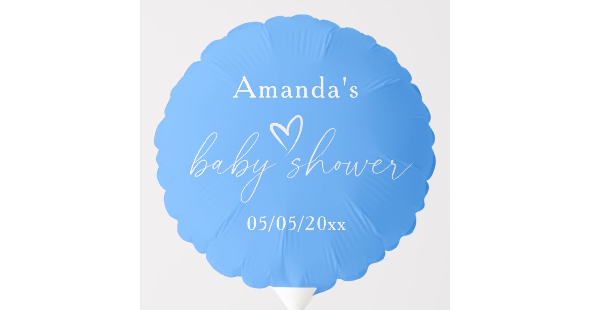 Minimalist Simple Blue Baby Shower Balloon | Zazzle