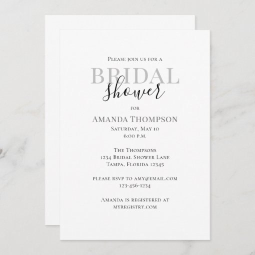 Minimalist Simple Bridal Shower Elegant Template | Zazzle