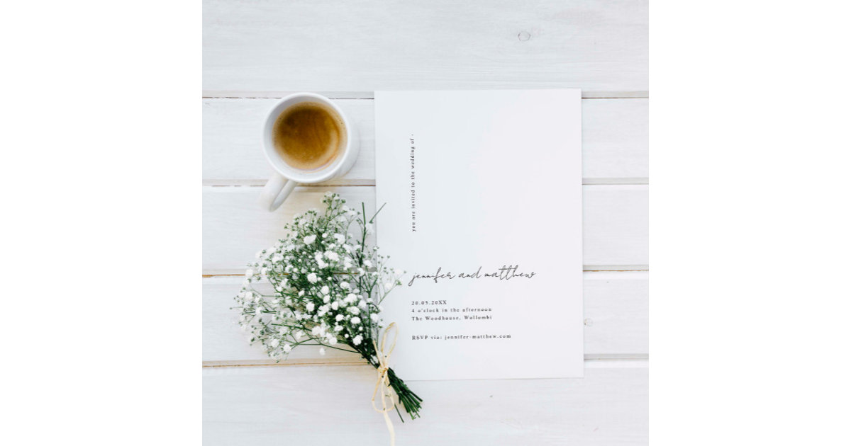 minimalist simple clean wedding invitation | Zazzle