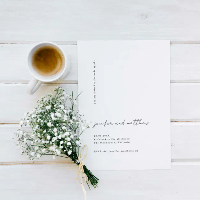 minimalist simple clean wedding invitation | Zazzle