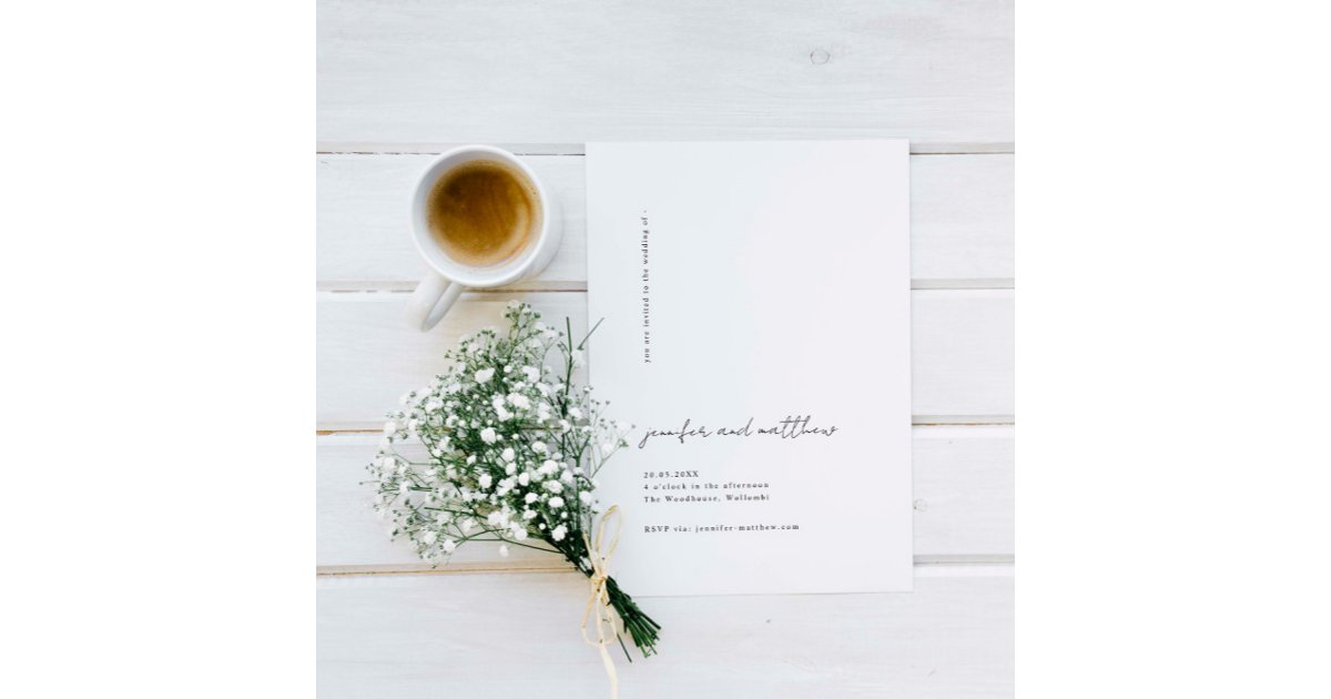 minimalist simple clean wedding invitation | Zazzle