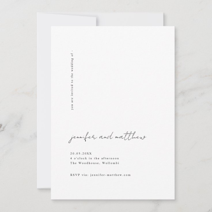 minimalist simple clean wedding invitation | Zazzle