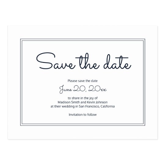 Minimalist Simple Cursive Script Save The Date Postcard | Zazzle.com