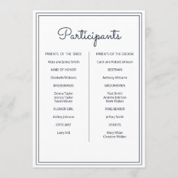 Minimalist Simple Cursive Script Wedding Program | Zazzle
