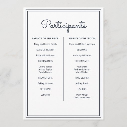 Minimalist Simple Cursive Script Wedding Program | Zazzle