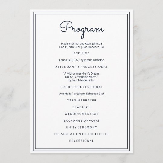 Minimalist Simple Cursive Script Wedding Program | Zazzle.com
