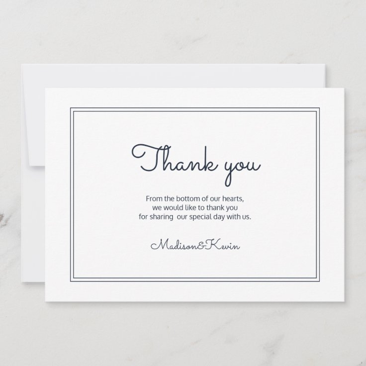 Minimalist Simple Cursive Script Wedding Thank You | Zazzle