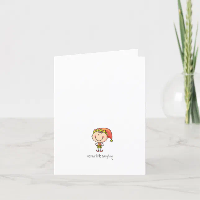 Minimalist Simple Cute Elf Illustration Christmas Holiday Card | Zazzle