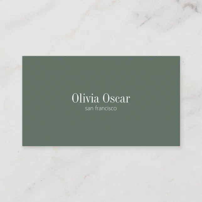 Minimalist Simple Dark Sage Clean Custom QR Code Business Card | Zazzle