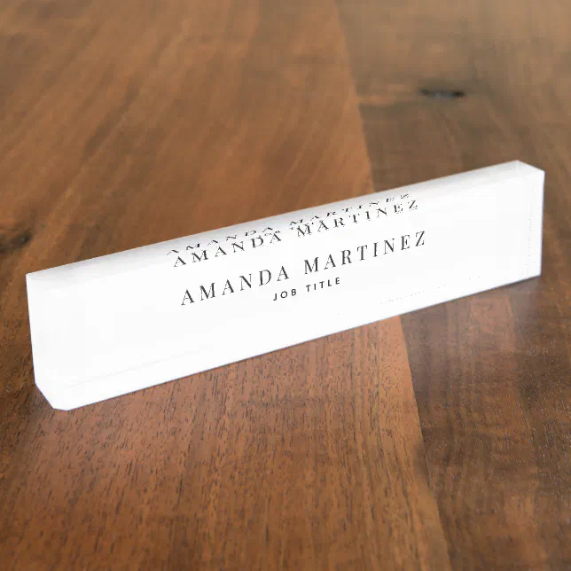 Minimalist Simple Elegant White Desk Name Plate | Zazzle
