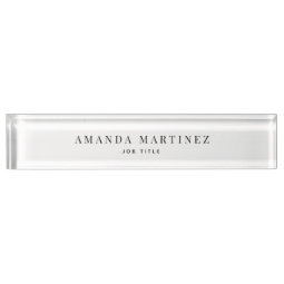 Minimalist Simple Elegant White Desk Name Plate | Zazzle