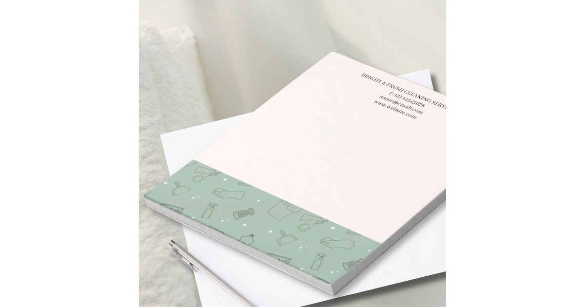 Minimalist Simple Green Cream Cleaning Services Notepad | Zazzle