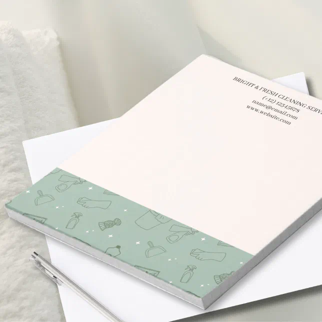 Minimalist Simple Green Cream Cleaning Services Notepad | Zazzle