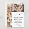 Minimalist simple initials script 5 photos wedding invitation | Zazzle