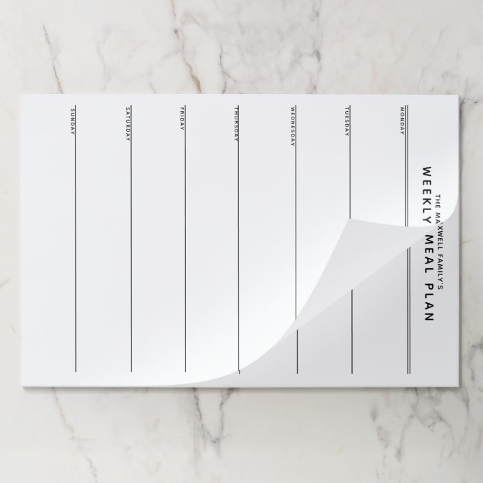 Minimalist Simple Meal Planning Paper Pad | Zazzle