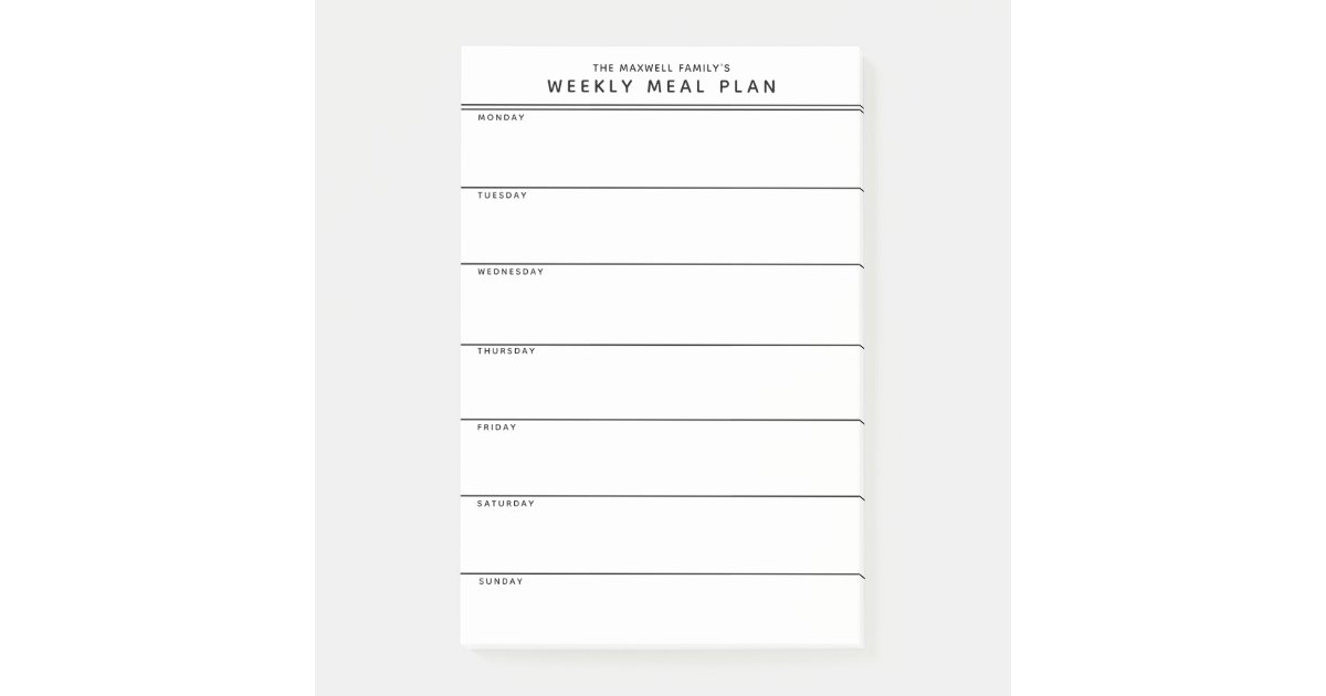 Minimalist Simple Meal Planning Post-it Notes | Zazzle