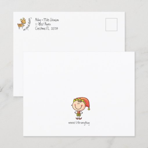 Minimalist Simple Merriest Little Elf Christmas Holiday Postcard | Zazzle