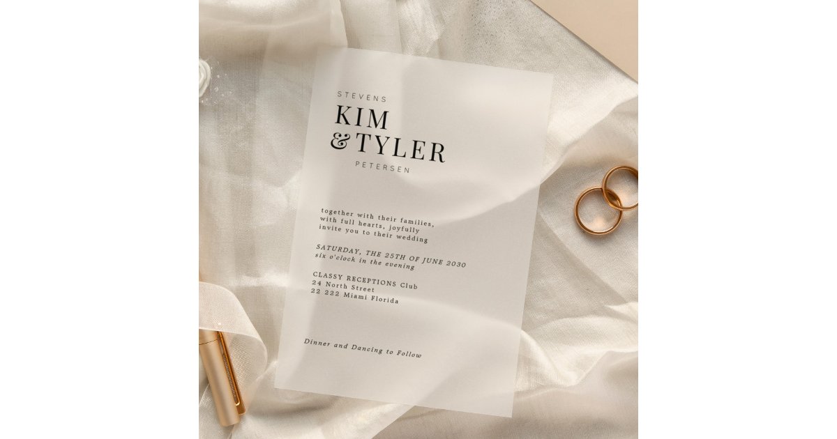 Minimalist simple modern typography wedding acrylic invitations | Zazzle