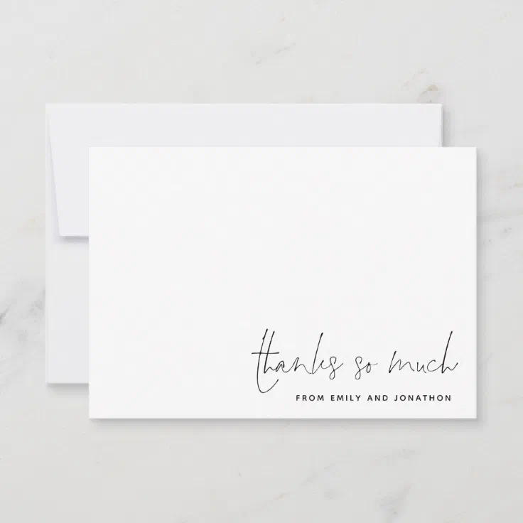 Minimalist Simple Name Script Wedding Thank You Note Card | Zazzle