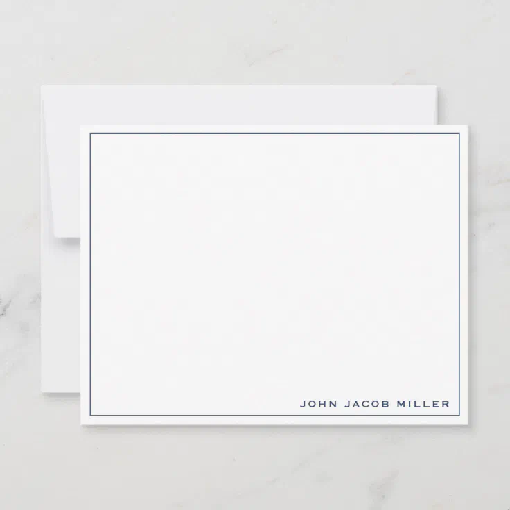 Minimalist Simple Navy Blue Note Card | Zazzle