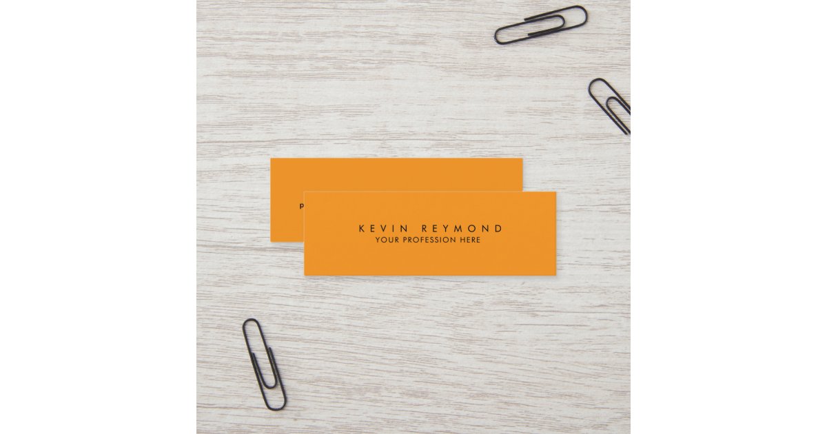 Minimalist Simple Orange Color Mini Business Card | Zazzle