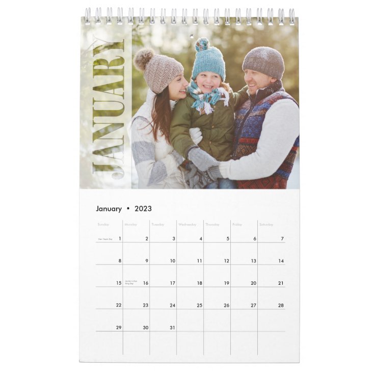 Minimalist Simple Photo Months Cool Typography Calendar | Zazzle