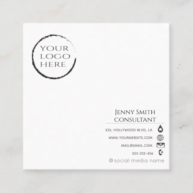 Minimalist simple professional logo square business card | Zazzle