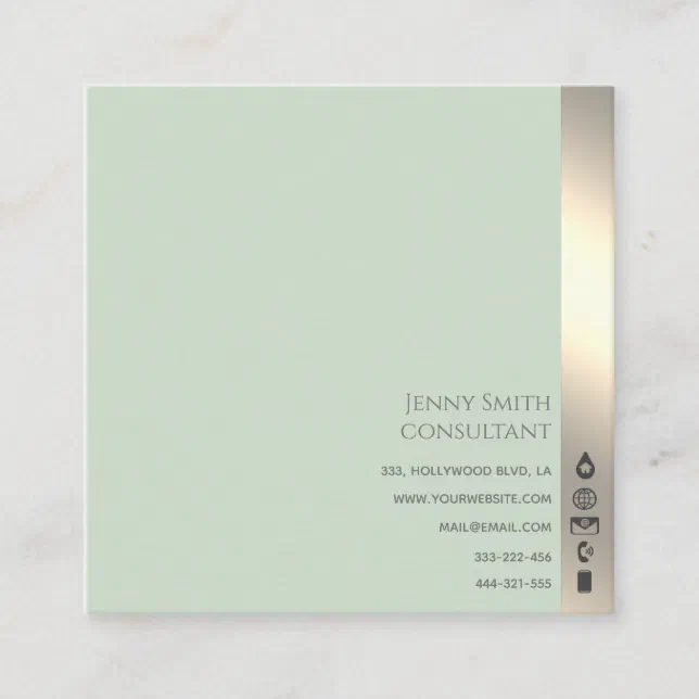 Minimalist simple professional neo mint gold square business card | Zazzle