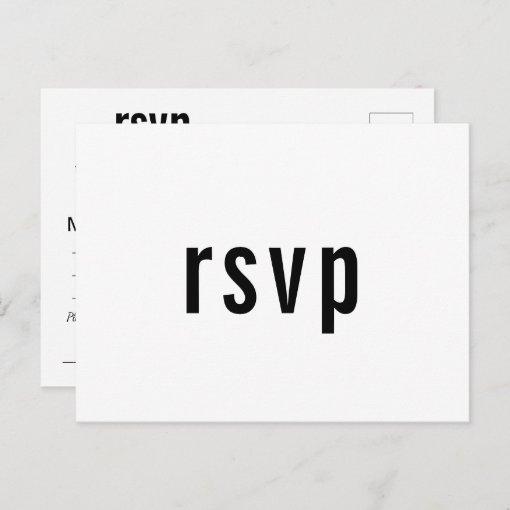 Minimalist Simple Reception Dinner RSVP Entree Invitation Postcard | Zazzle