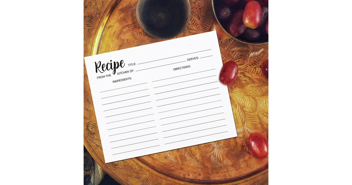 Minimalist Simple Recipe Card | Zazzle