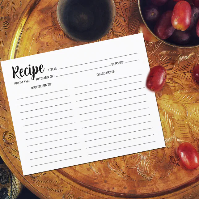Minimalist Simple Recipe Card | Zazzle