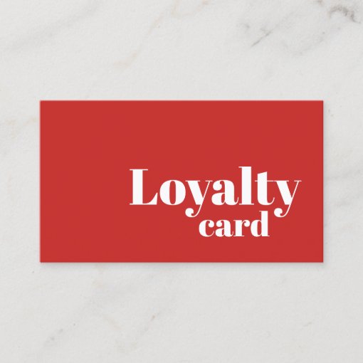 Minimalist Simple Red White Bold Loyalty Card | Zazzle
