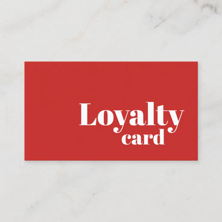 Minimalist Simple Red White Bold Loyalty Card | Zazzle