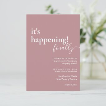 Minimalist Simple Rise Pink Photo Wedding Invitation | Zazzle