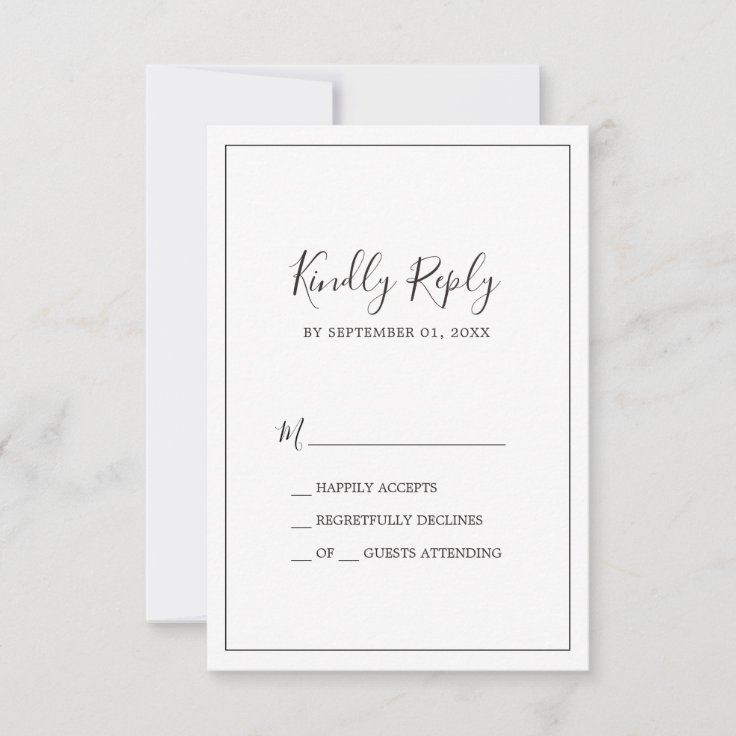 Minimalist Simple RSVP Card | Zazzle