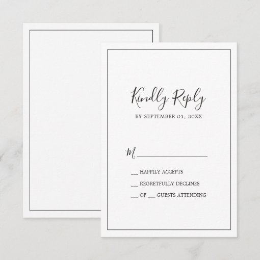 Minimalist Simple RSVP Card | Zazzle