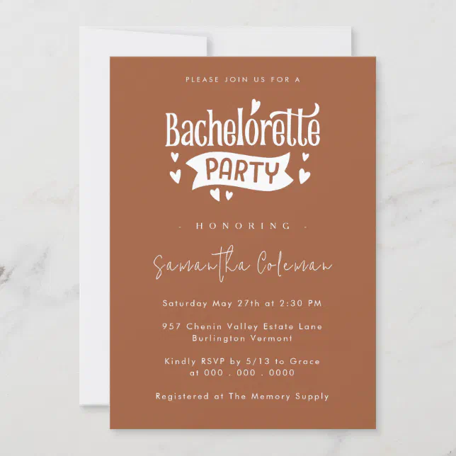 Minimalist Simple Script Modern Bachelorette Party Invitation | Zazzle