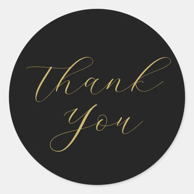Minimalist Simple Script Thank You Business Black Classic Round Sticker ...