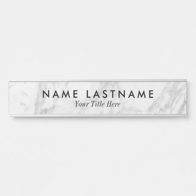 Minimalist Simple Sleek Grey White Marble Custom Door Sign | Zazzle