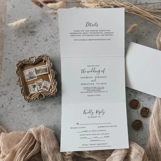 Minimalist Simple Trifold Letter Fold Invitation | Zazzle