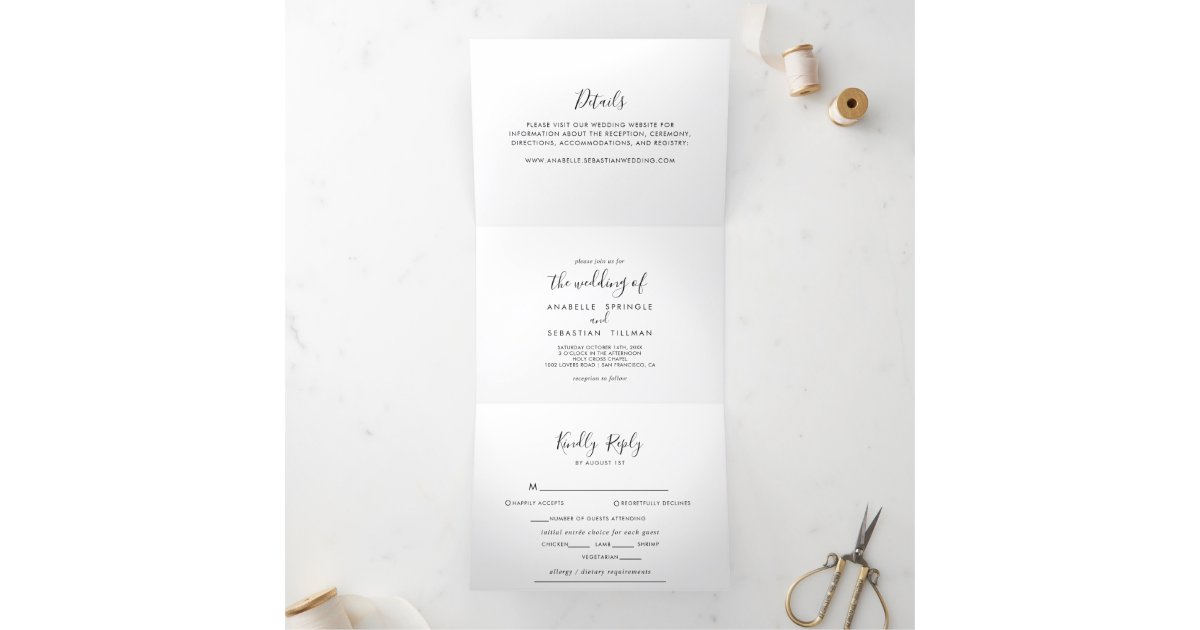 Minimalist Simple Trifold Letter Fold Invitation | Zazzle