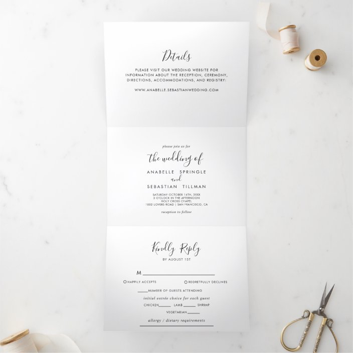 Minimalist Simple Trifold Letter Fold Invitation | Zazzle.com