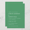 Minimalist Simple Wedding Basic Kelly Green Invitation | Zazzle